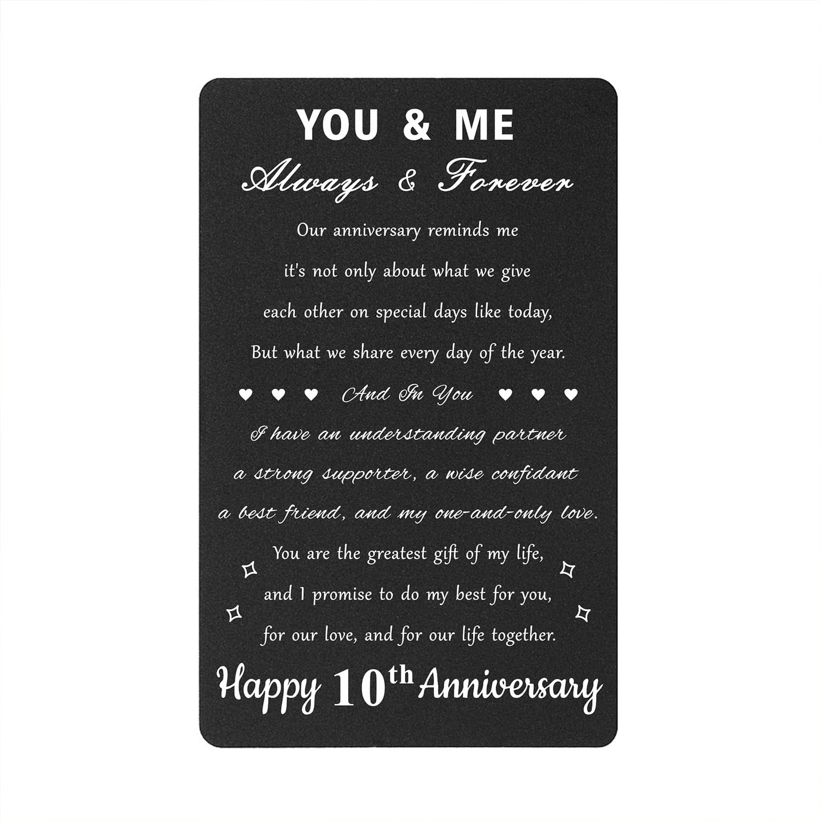 Personalized 10 Year Anniversary Card Gifts for Women - 10th ...