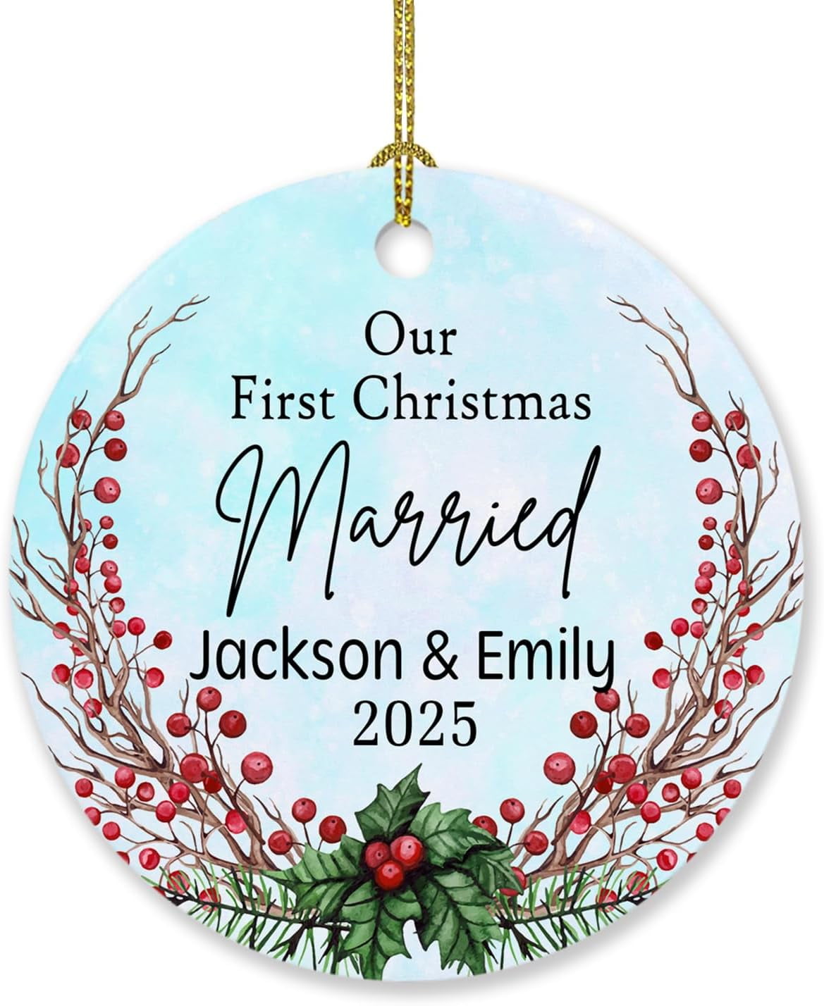 Personalized 1st Christmas Married Ornament, Custom Date & Name Wedding ...