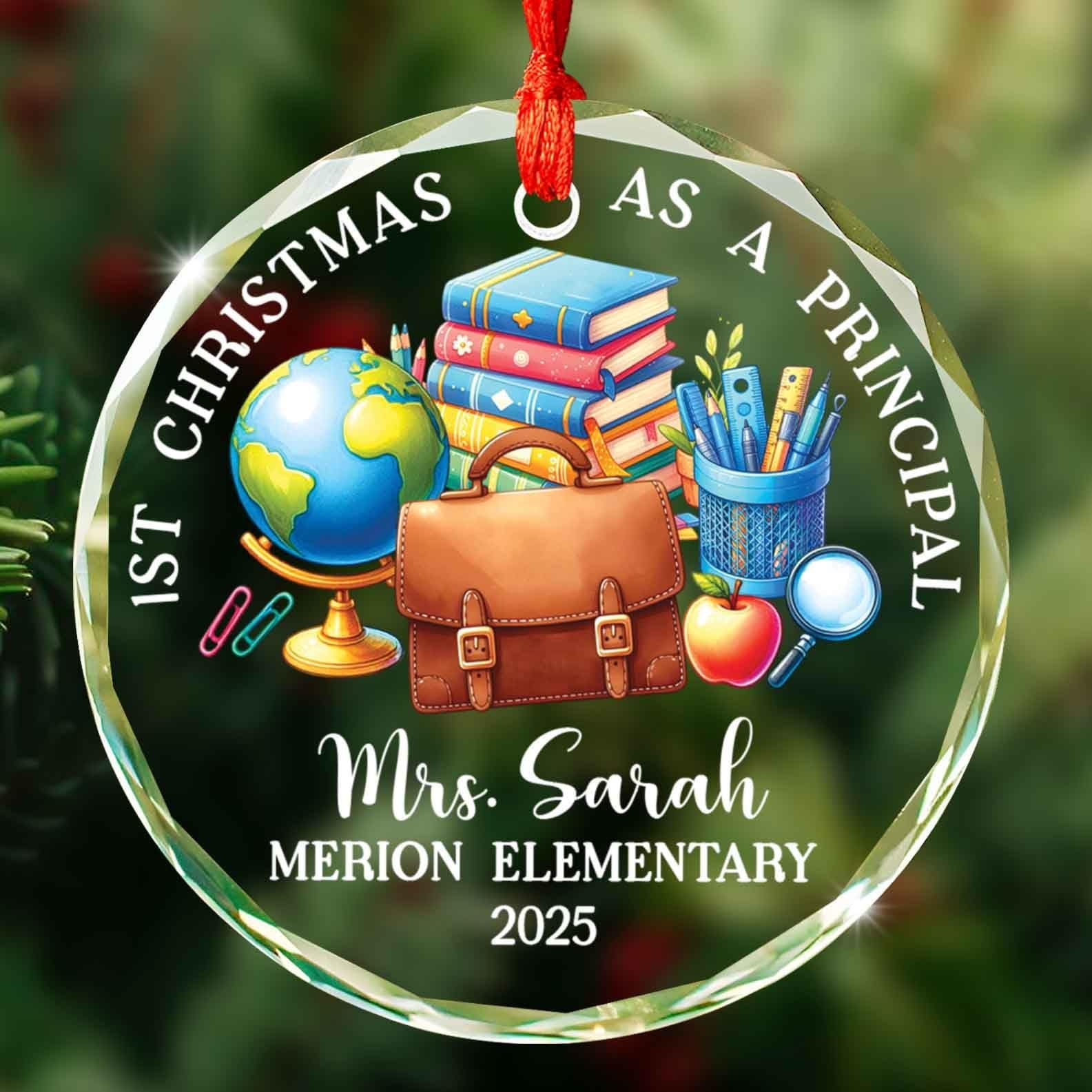 Personalized 1st Christmas as a Principal Glass Ornament 2025, Best ...