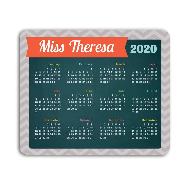 Personalized 2020 Mouse Pad Calendar, Grey Chevron - Walmart.com