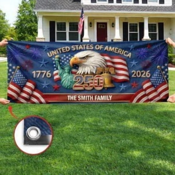 Personalized 250th Anniversary American Flag 1776-2026, Custom Family ...