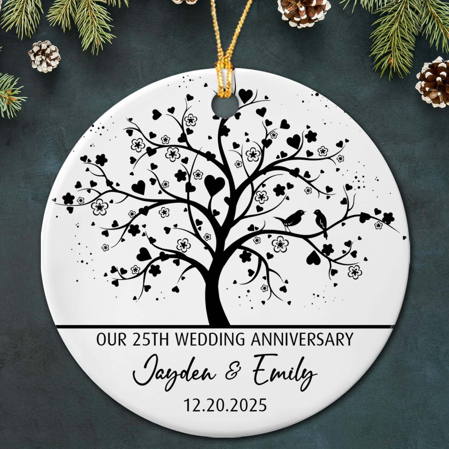 Personalized Our 25th Wedding Anniversary Ceramic Ornament, Christmas ...