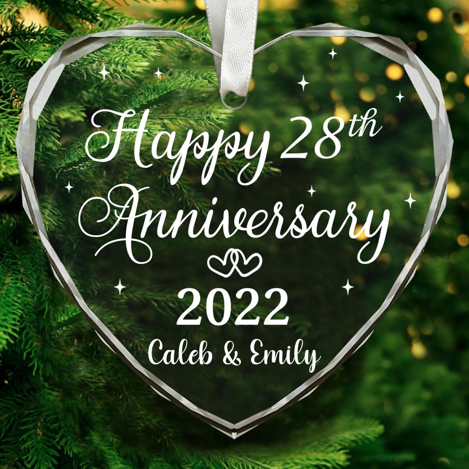 Personalized 28th Anniversary Glass Ornament Gift - Customized Name For ...