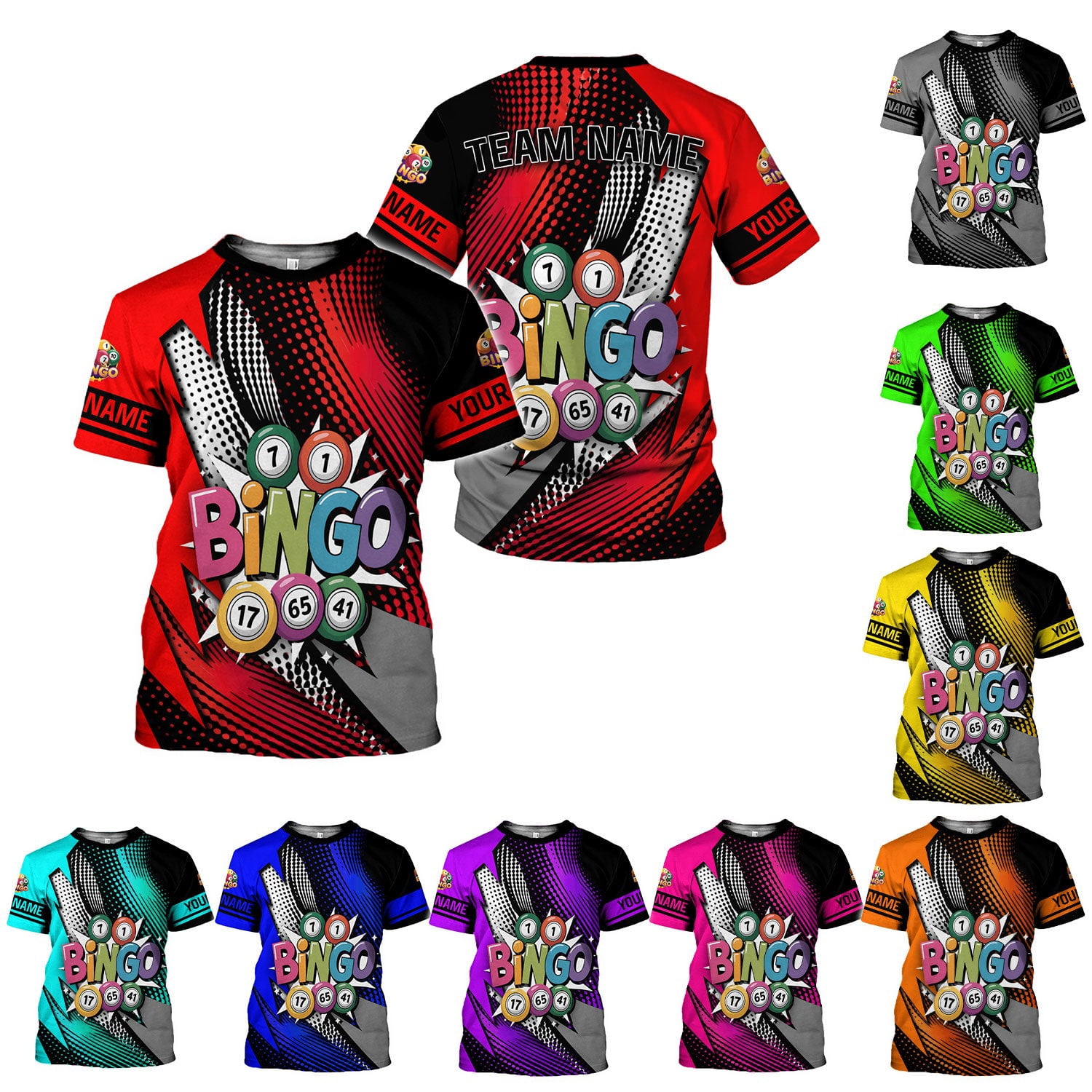 Personalized 3D BINGO Shirt with Name, Custom Bingo game Shirts for ...
