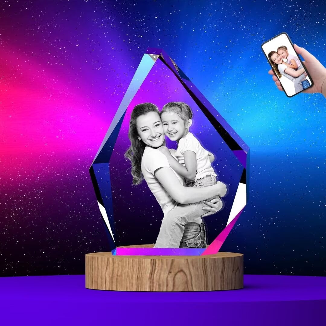 Personalized 3D Crystal Photo Christmas Gifts Custom 3D Laser Engraved ...