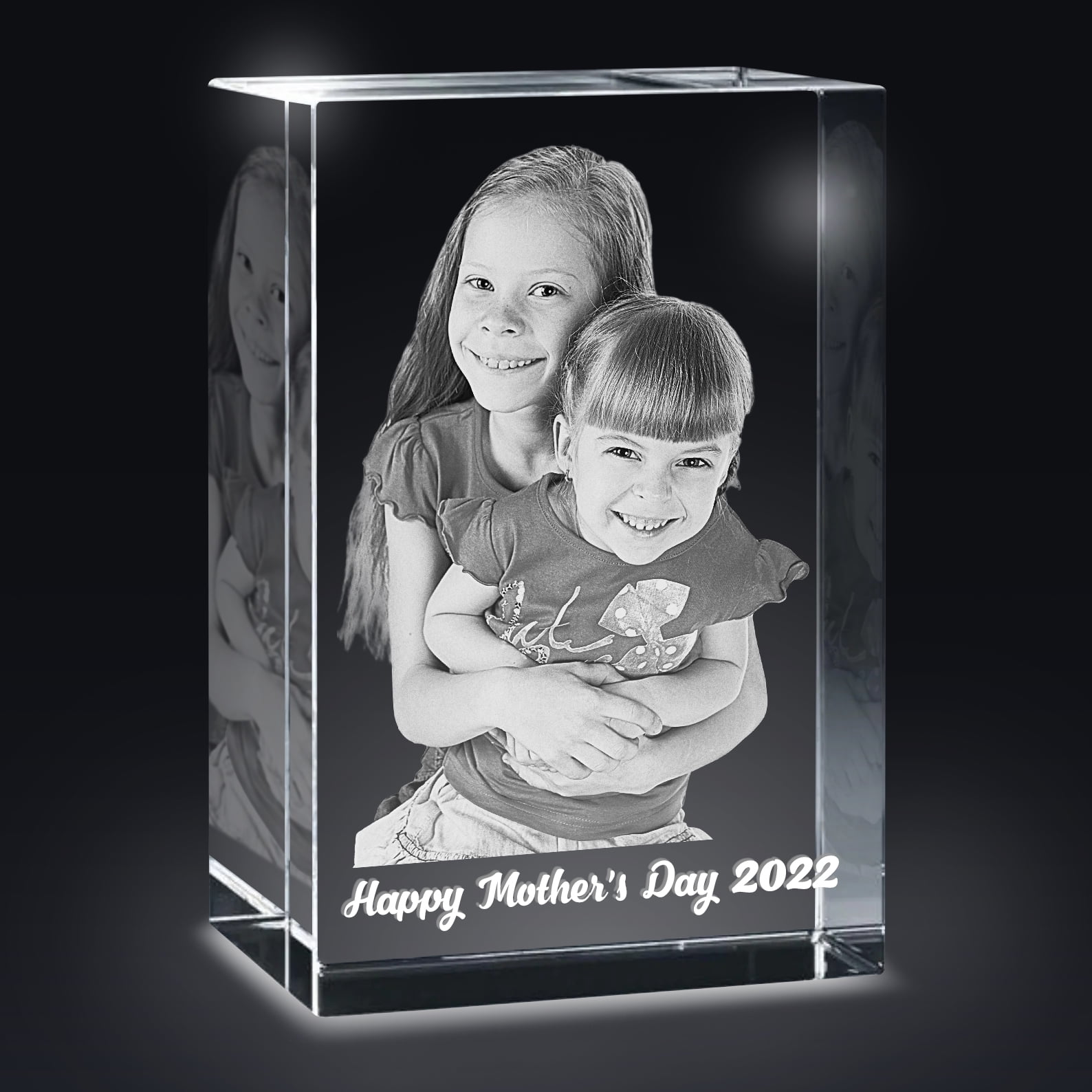 Personalized 3D Crystal Photo, Custom 3D Photo Crystal with Light Base ...