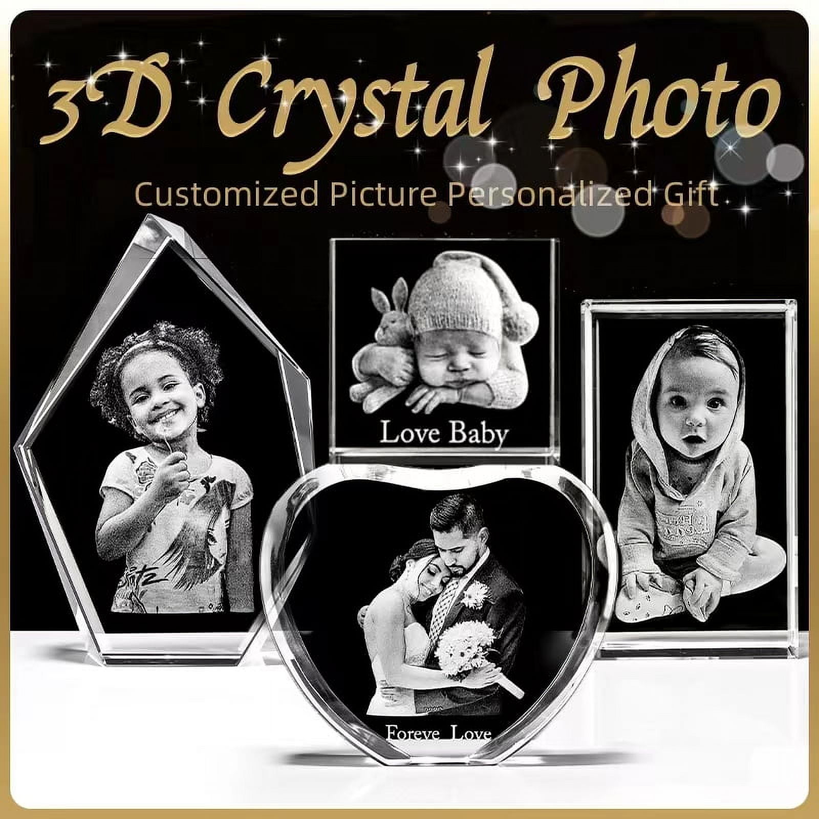 Personalized 3D Crystal Photo Frame, Engraved Gift for Loved Ones ...