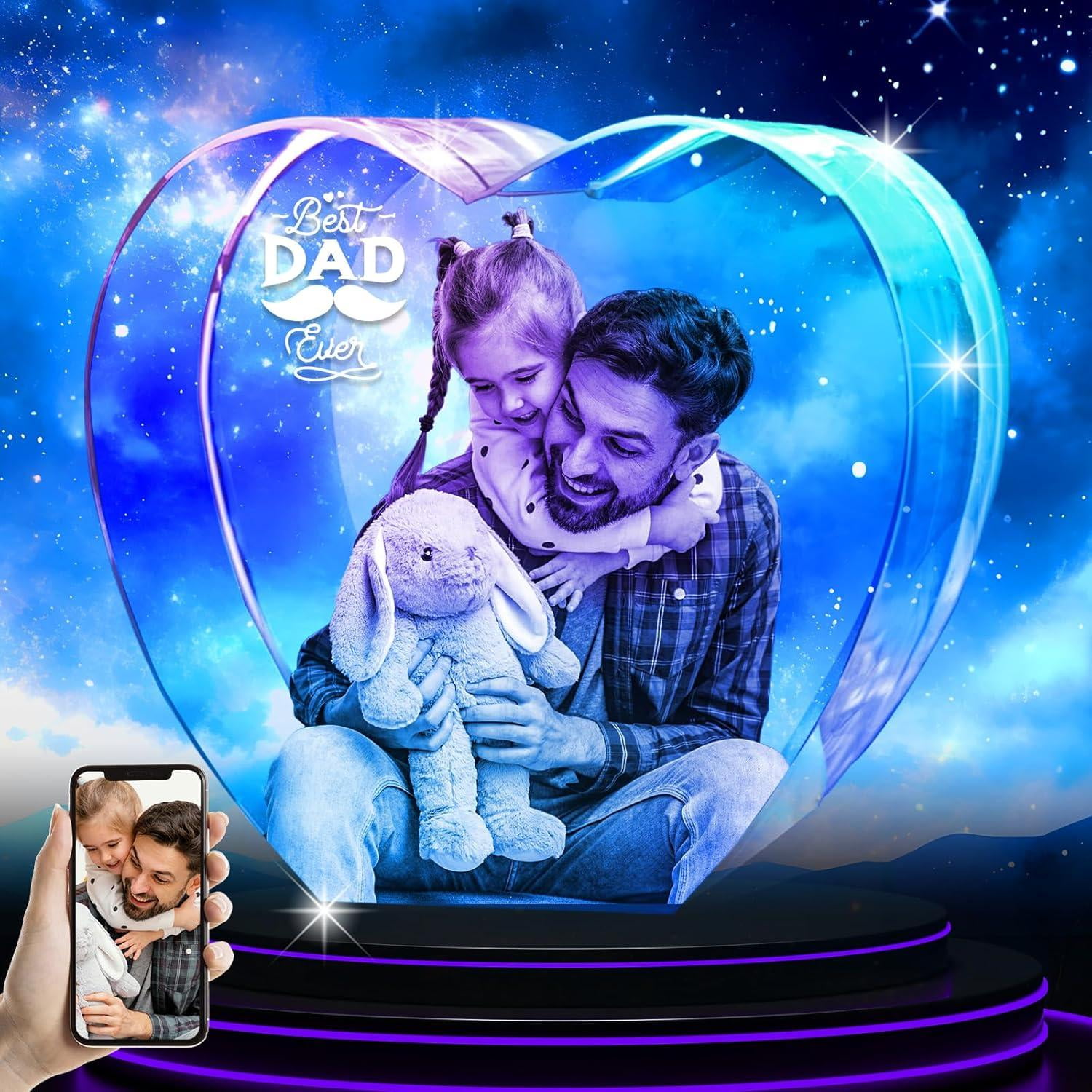 Personalized 3D Crystal Photo with Light Base, Custom Laser Etched ...