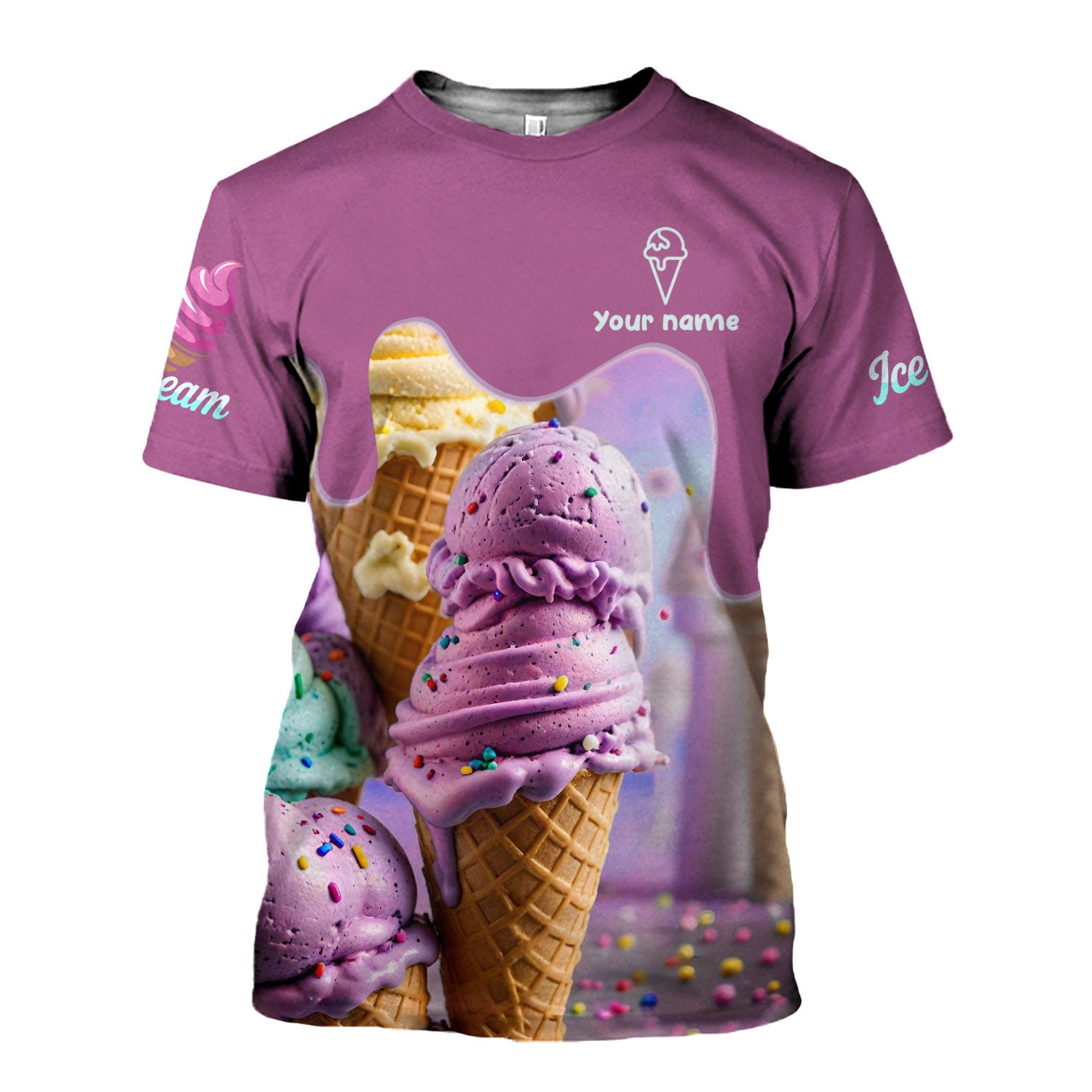Personalized 3D Ice Creams T Shirt with Name, Custom Ice Cream Shirts ...