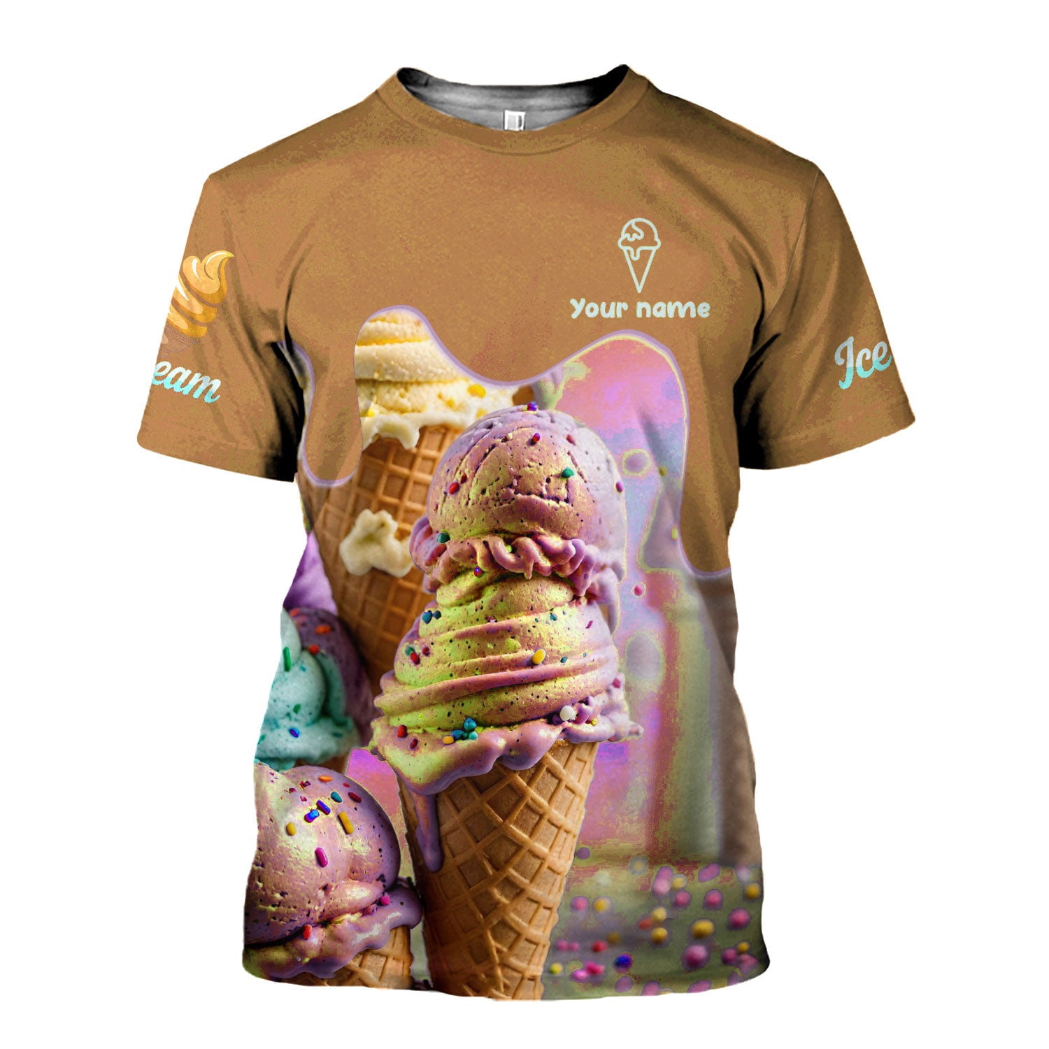 Personalized 3D Ice Creams T Shirt with Name, Custom Ice Cream Shirts ...