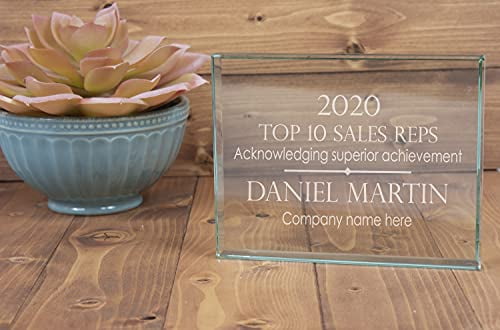 Personalized 4.5" Jade Glass Paperweight Award with Text, Custom ...