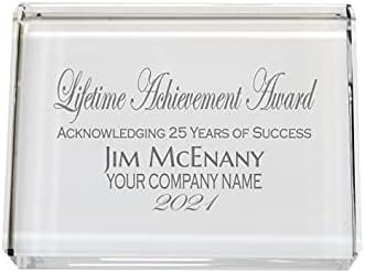 Personalized 4" Crystal Rectangle Paperweight, Engraved Glass Paper Weight for Employee ...