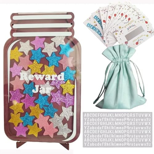 Personalized 40 Dazzling Acrylic Stars Reward Jar for Kids, with Letter ...