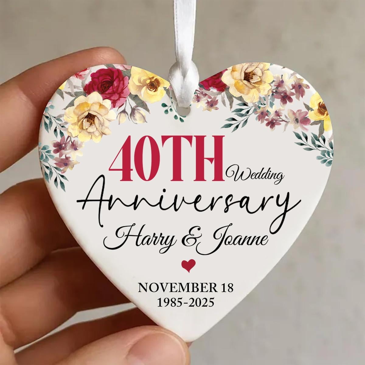 Personalized 40th Wedding Anniversary Ornament - Unique Milestone ...