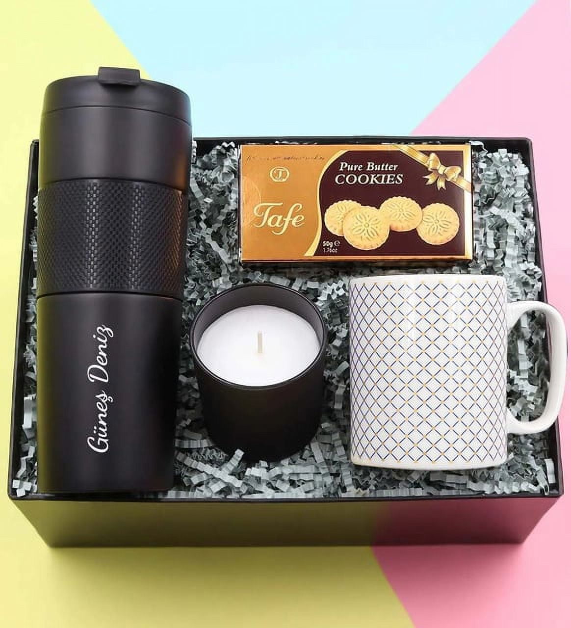 Personalized 450 ml Black French Press Steel Thermos & Vanilla Scented ...