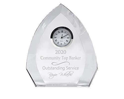 Personalized 5 1/2" Clear Crystal Arch Desk Clock Award, Custom ...