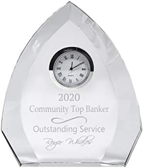 Personalized 5 1/2" Clear Crystal Arch Desk Clock Award, Engraved Glass ...
