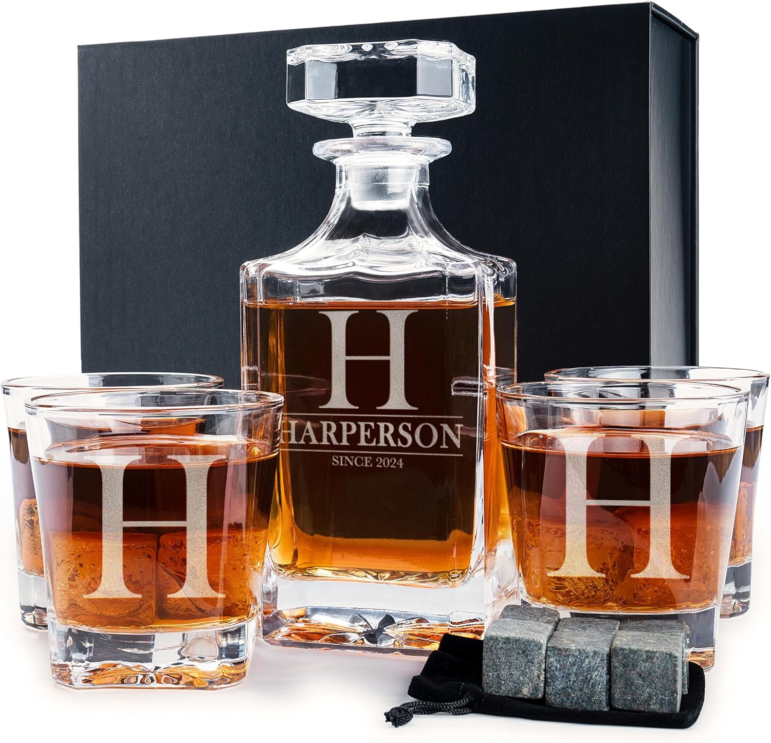 Personalized 5 pc Whiskey Decanter Set - 9 Design Options - Limited ...
