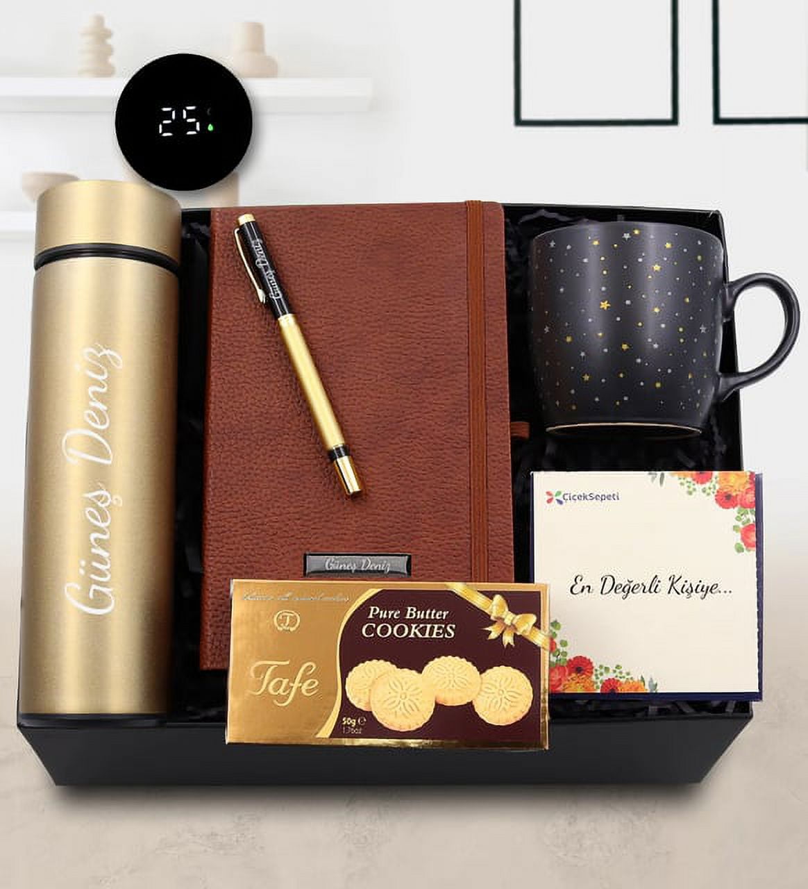 Personalized 500 ml Gold Color Rated Thermos & Star Matte Cup & Tafe ...