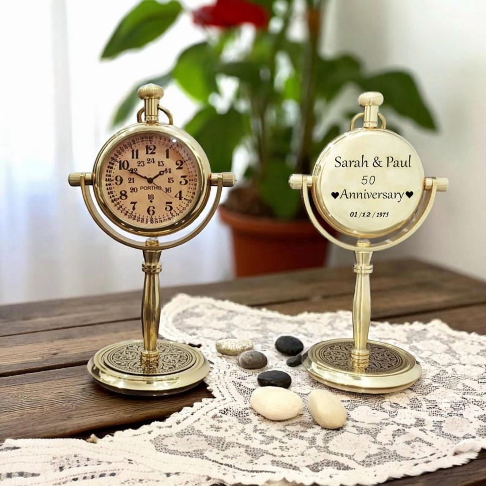 Personalized 50th Golden Wedding Anniversary Desk Clock – Custom ...