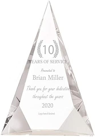 Personalized 6" x 8" Crystal Facet Triangle Award, Engraved Glass ...