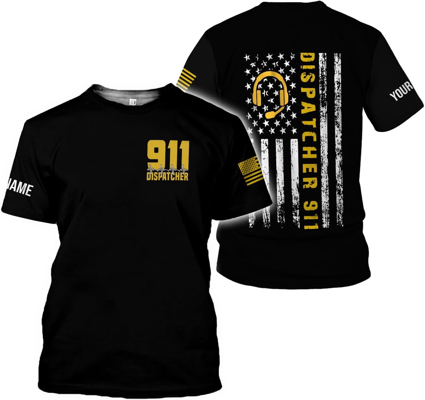 Personalized 911 Dispatcher 3D Hoodie, Custom Sweatshirt, Thin Gold ...