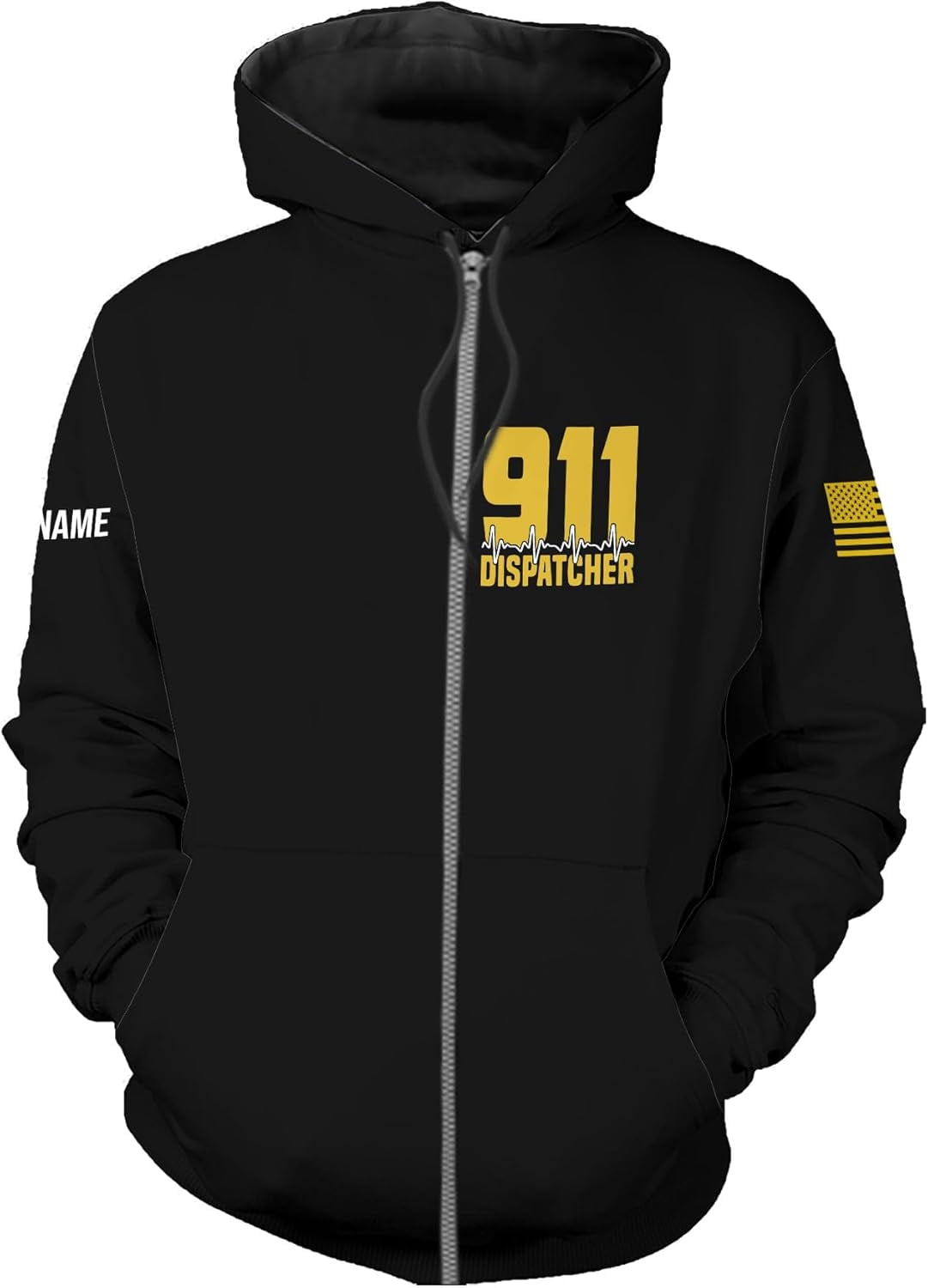 Personalized 911 Dispatcher 3D Hoodie, Custom Sweatshirt, Thin Gold ...