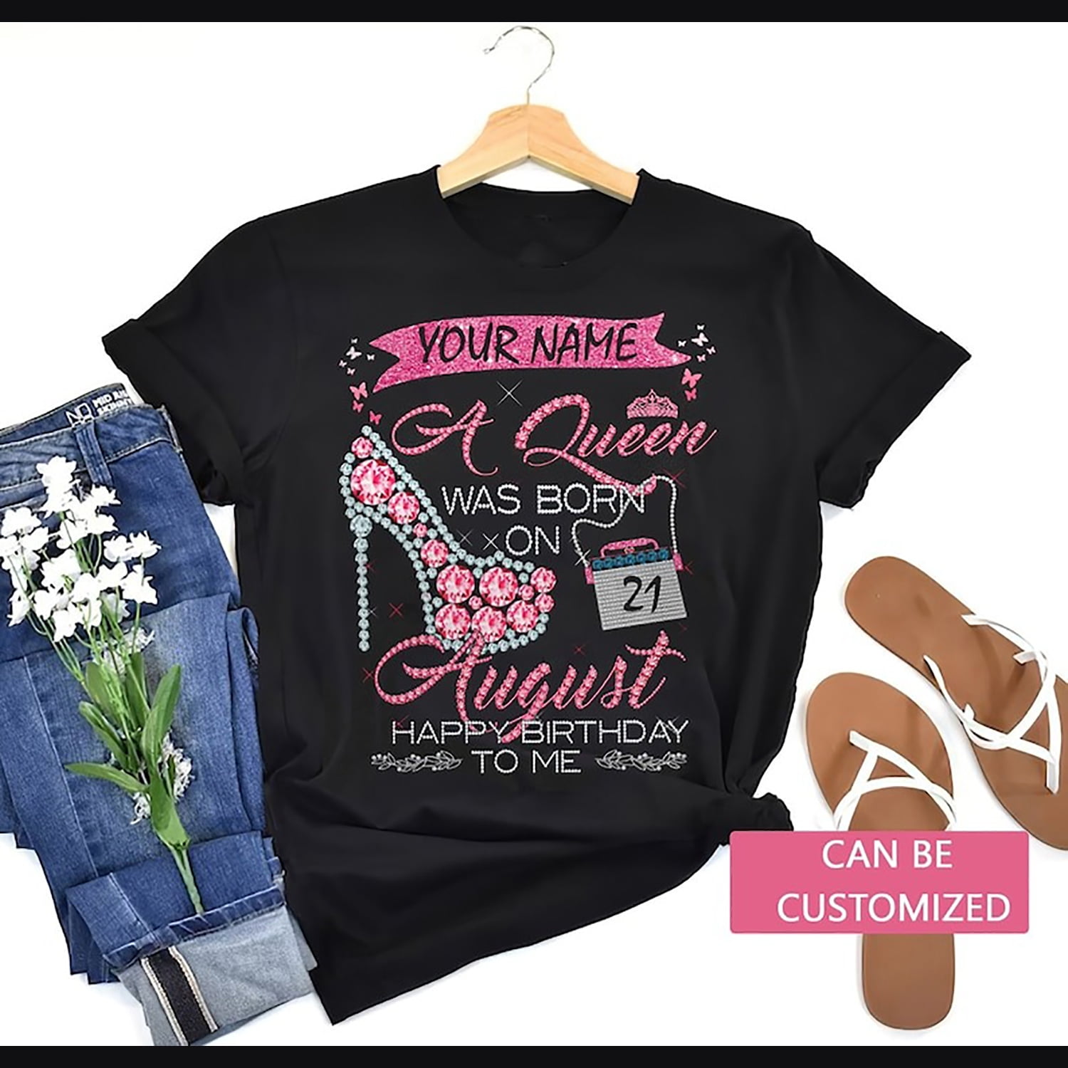 Personalized A Queen Was Born In August Happy Birthday To Me Shirt ...