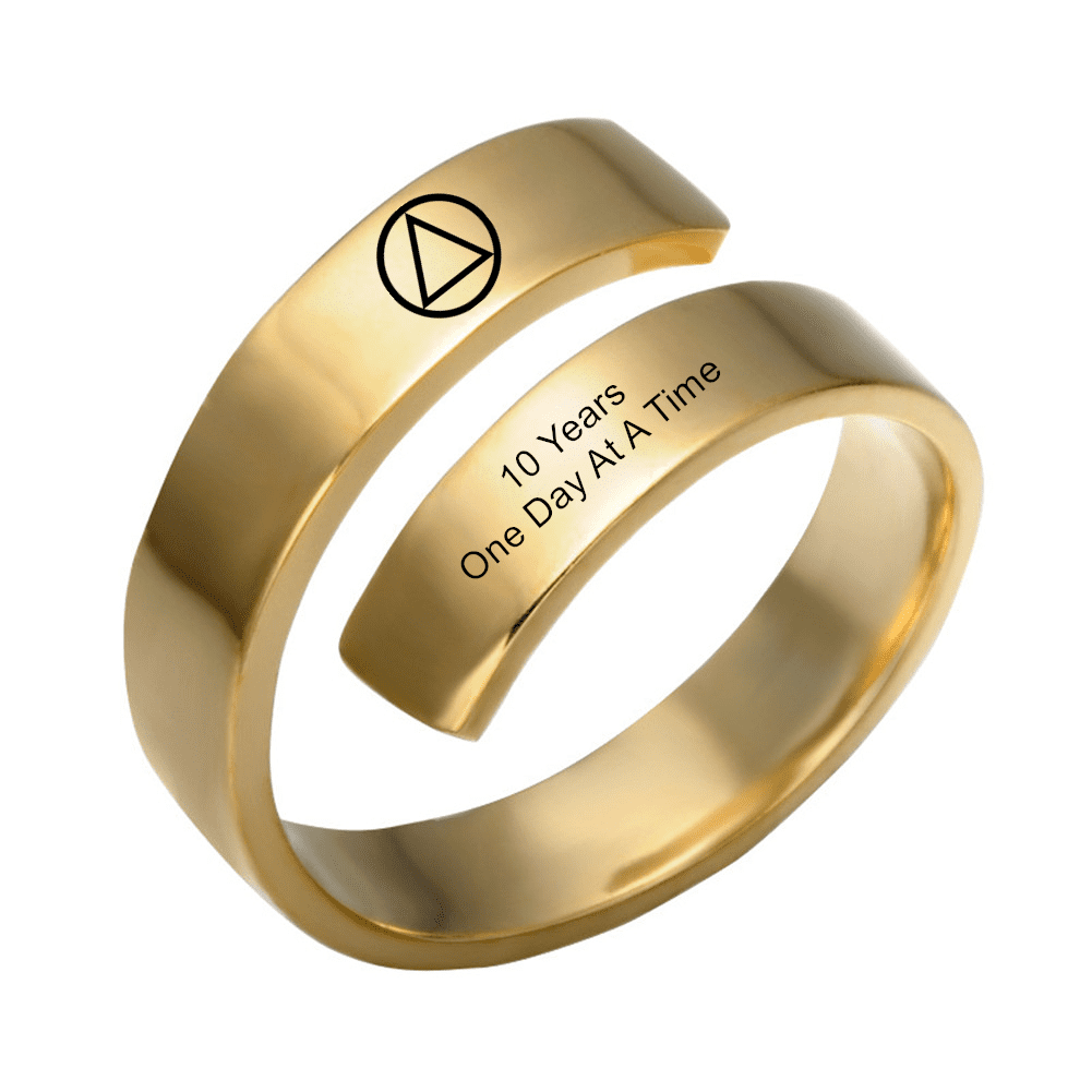 Personalized AA NA Sobriety Gift for Women Men Stainless Steel 18K Gold ...