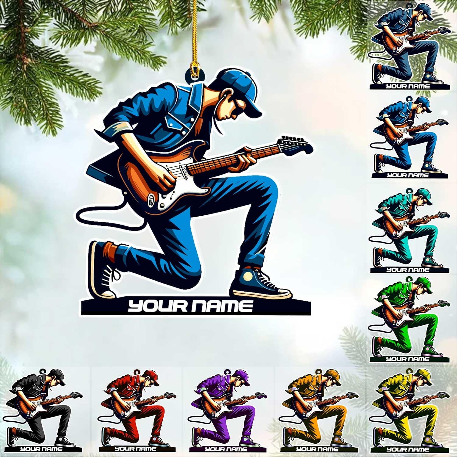 Personalized Acoustic Guitar Ornament - Guitar Christmas Plastic Wooden ...