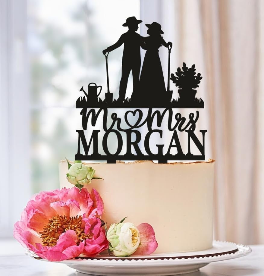 Personalized Acrylic Cake Topper, Bride and Groom with Date Topper ...