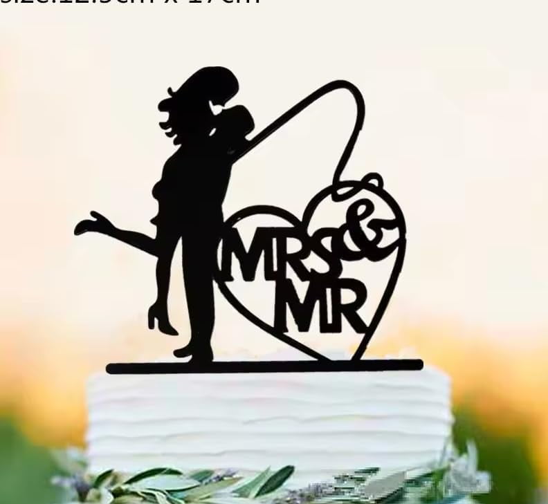 Personalized Acrylic Cake Topper, fishing style wedding cake topper ...