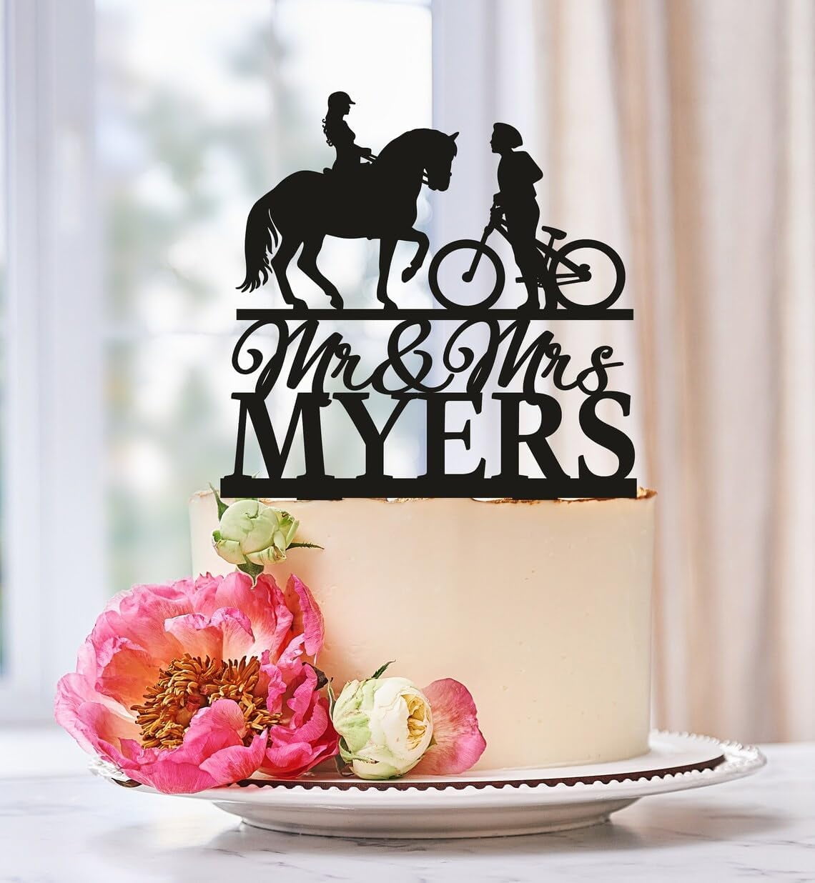 Personalized Acrylic Cake Toppers，Bike Rider And Horse Racing Cake ...