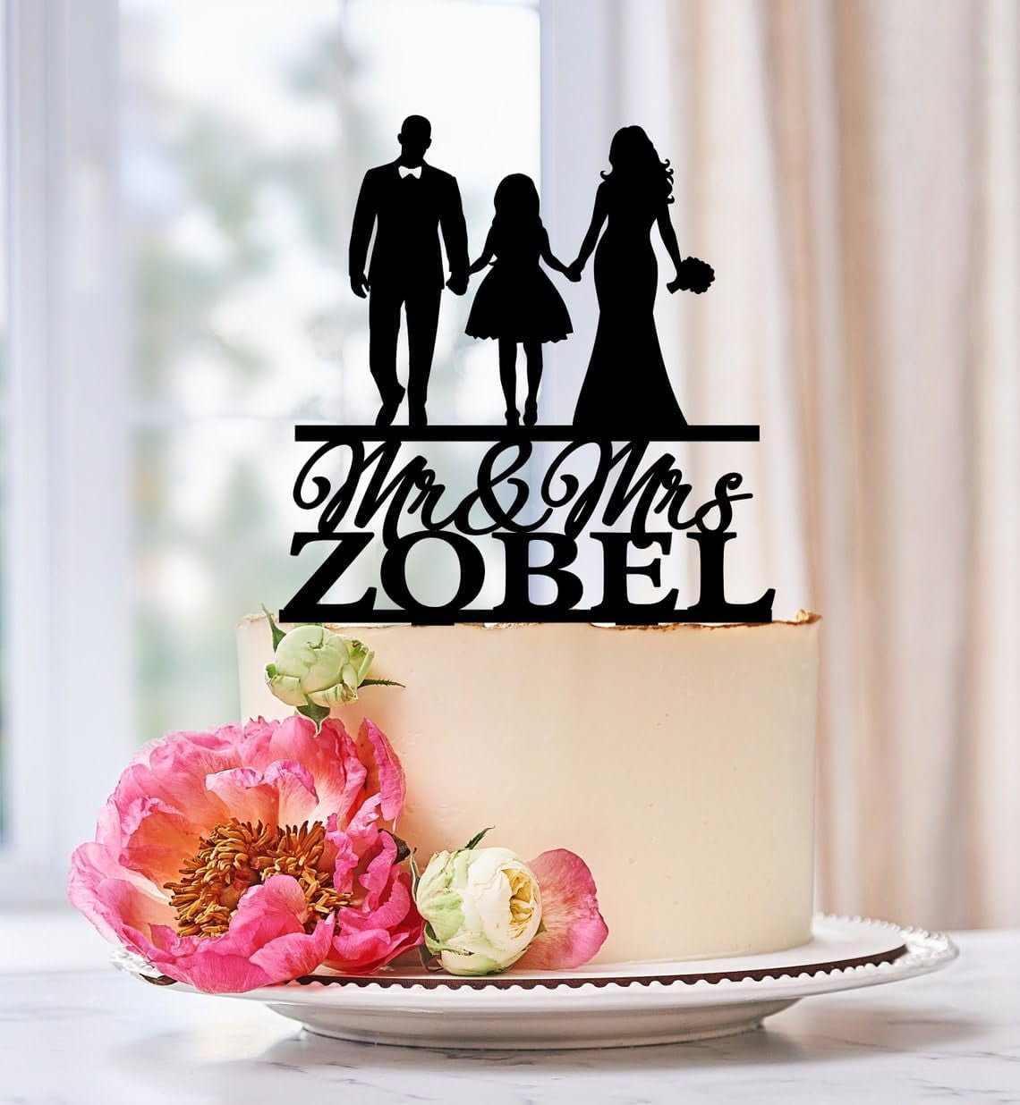 Personalized Acrylic Cake Toppers，Bride and Groom With Girl, Cake ...