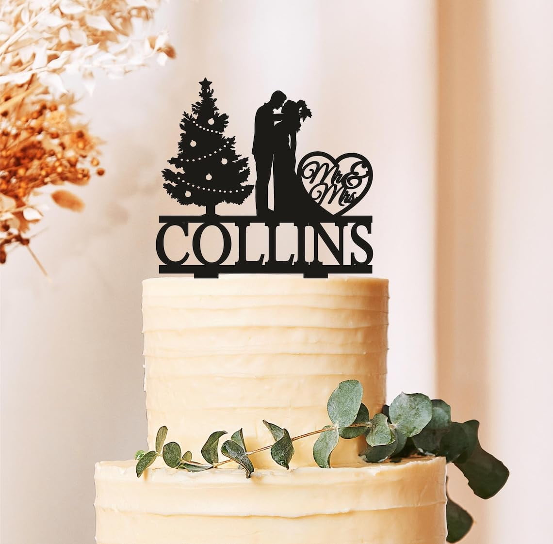 Personalized Acrylic Cake Toppers, Christmas Wedding Cake Topper ...