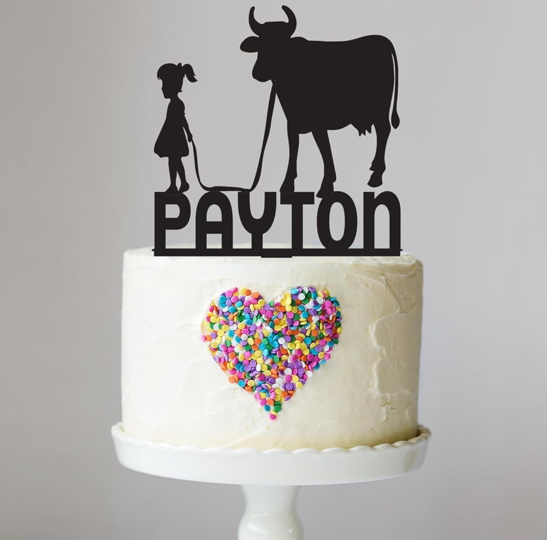 Personalized Acrylic Cake Toppers, Cow and Girl, Farm Girl, Cowgirl ...