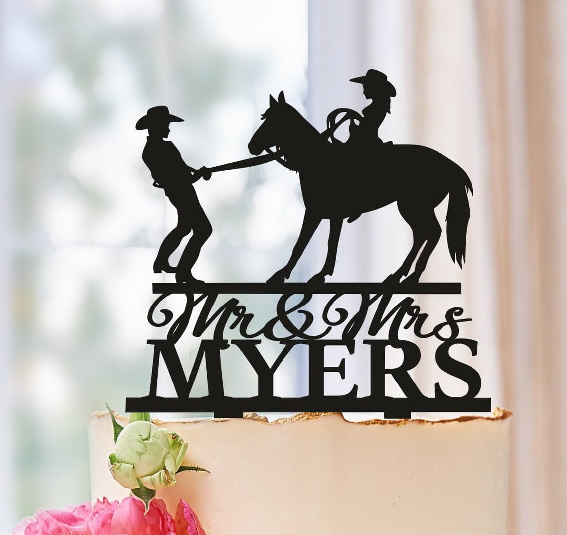 Personalized Acrylic Cake Toppers，Cowboy Wedding Cake Topper,Tame a ...