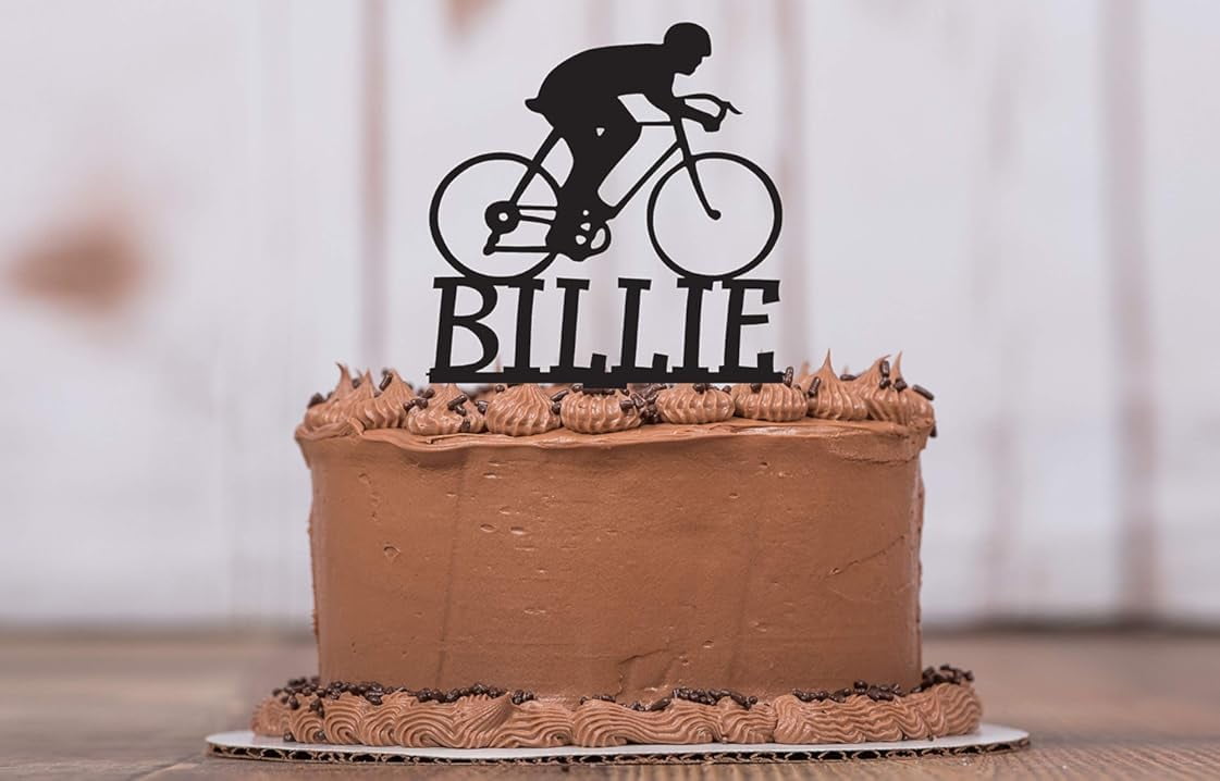 Personalized Acrylic Cake Toppers, Cyclist Cake Topper with Keepsake ...