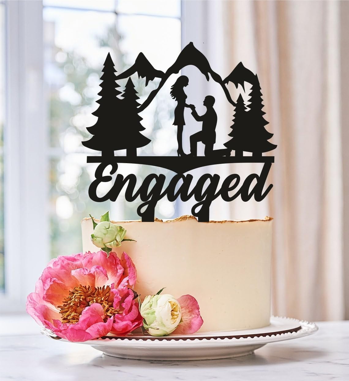Personalized Acrylic Cake Toppers，Engaged Cake Topper,Engagement Cake ...