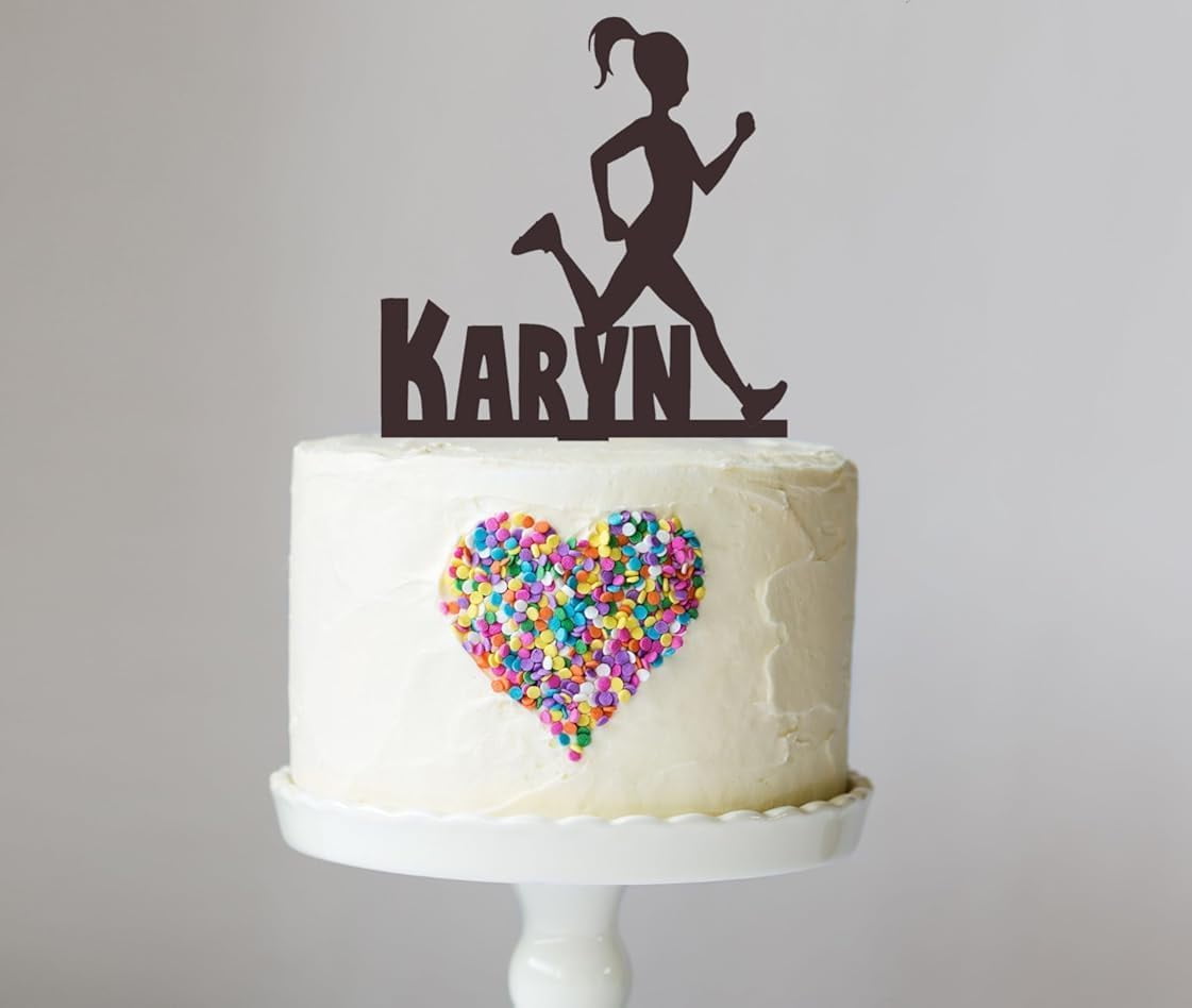 Personalized Acrylic Cake Toppers, Female Runner Cake Topper with ...