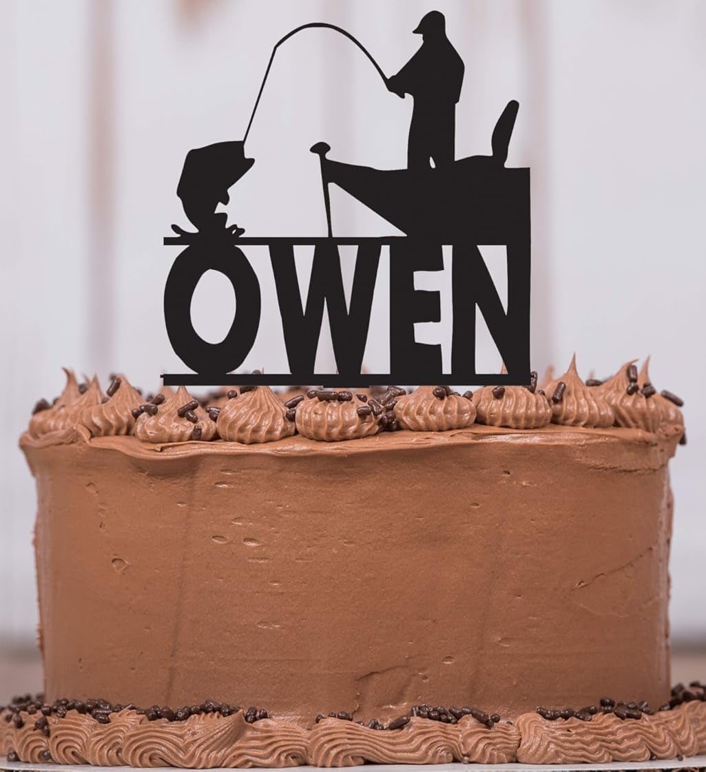 Personalized Acrylic Cake Toppers, Fishing Cake Topper with Keepsake ...