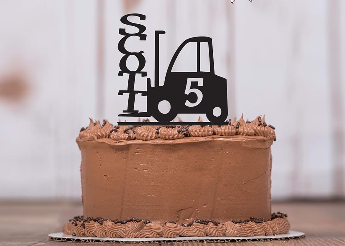 Personalized Acrylic Cake Toppers, Forklift Cake Topper with Keepsake ...