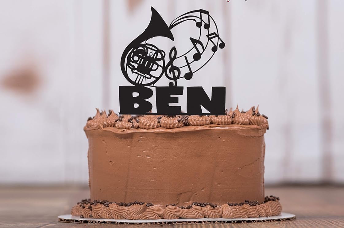 Personalized Acrylic Cake Toppers, French Horn Cake Topper with ...