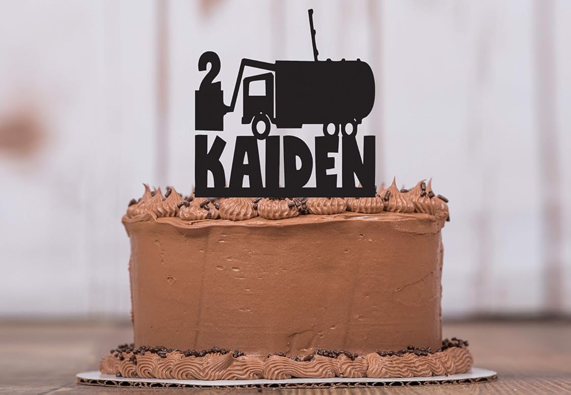 Personalized Acrylic Cake Toppers, Garbage Truck Cake Topper, Birthday ...