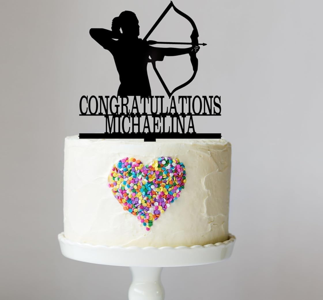 Personalized Acrylic Cake Toppers, Girl Archery Cake Topper, Birthday ...