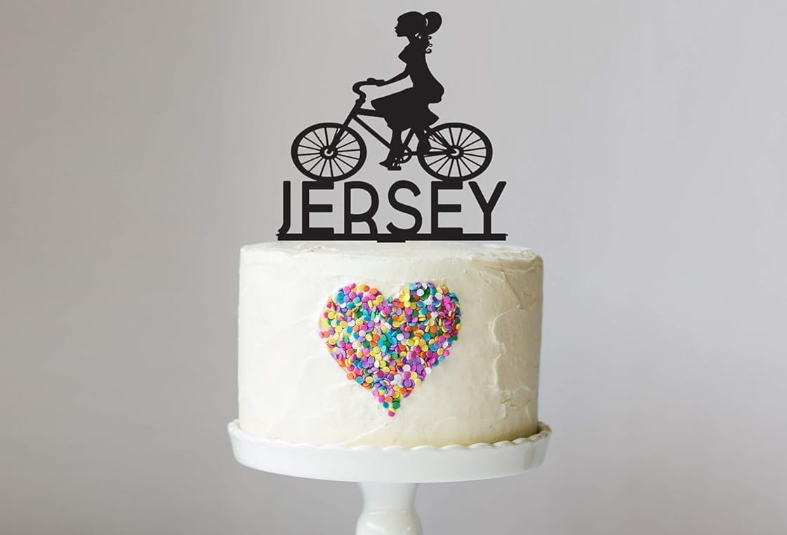 Personalized Acrylic Cake Toppers, Girl Bicyclist Cake Topper with ...