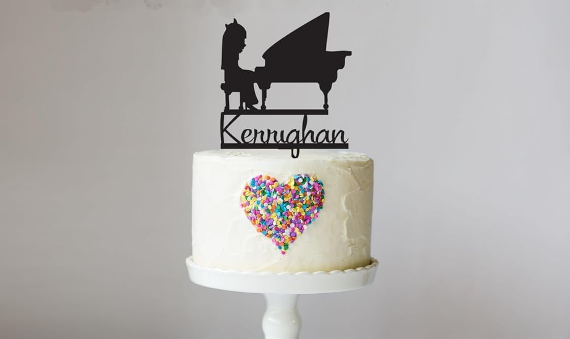 Personalized Acrylic Cake Toppers, Girl & Grand Piano Cake Topper with ...