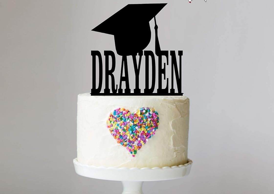 Personalized Acrylic Cake Toppers, Graduation, Cake Topper, Cap and ...