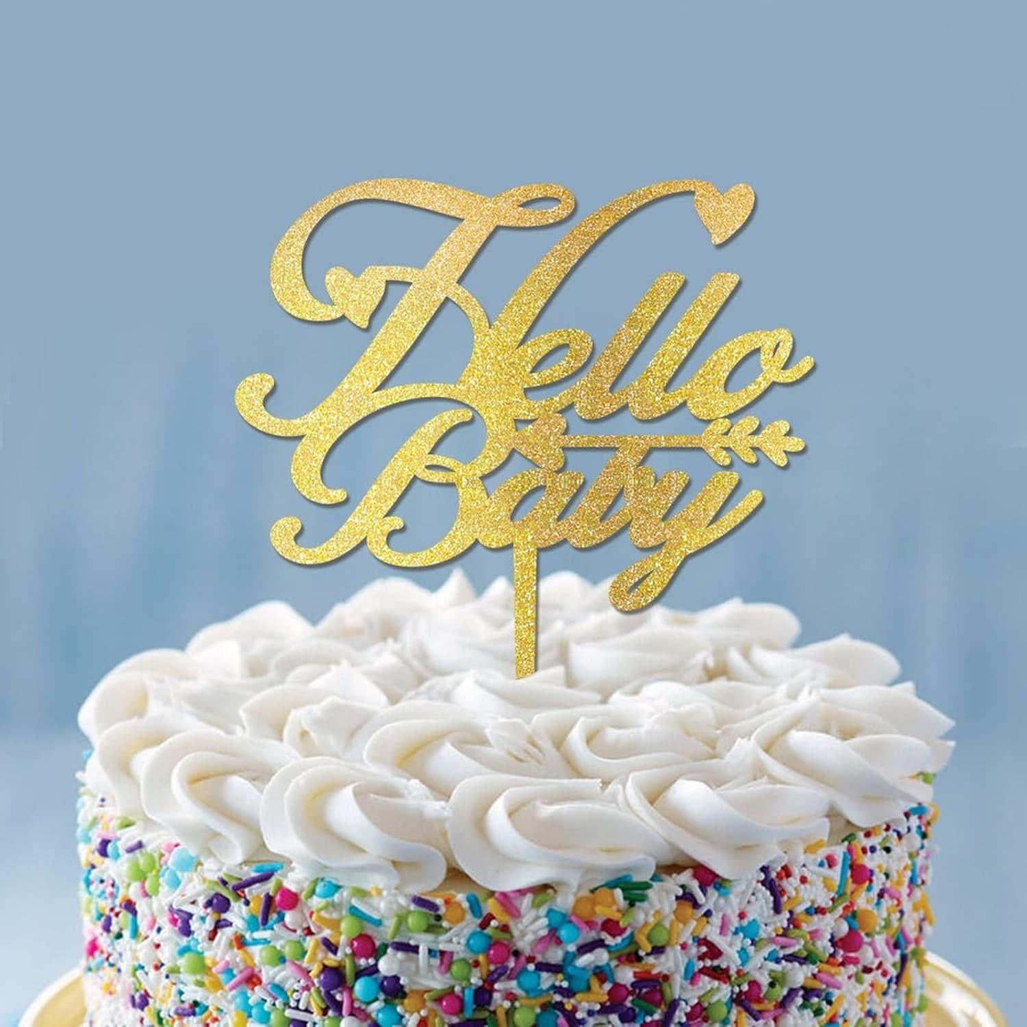 Personalized Acrylic Cake Toppers, Hello Baby Topper, Gold Glitter ...