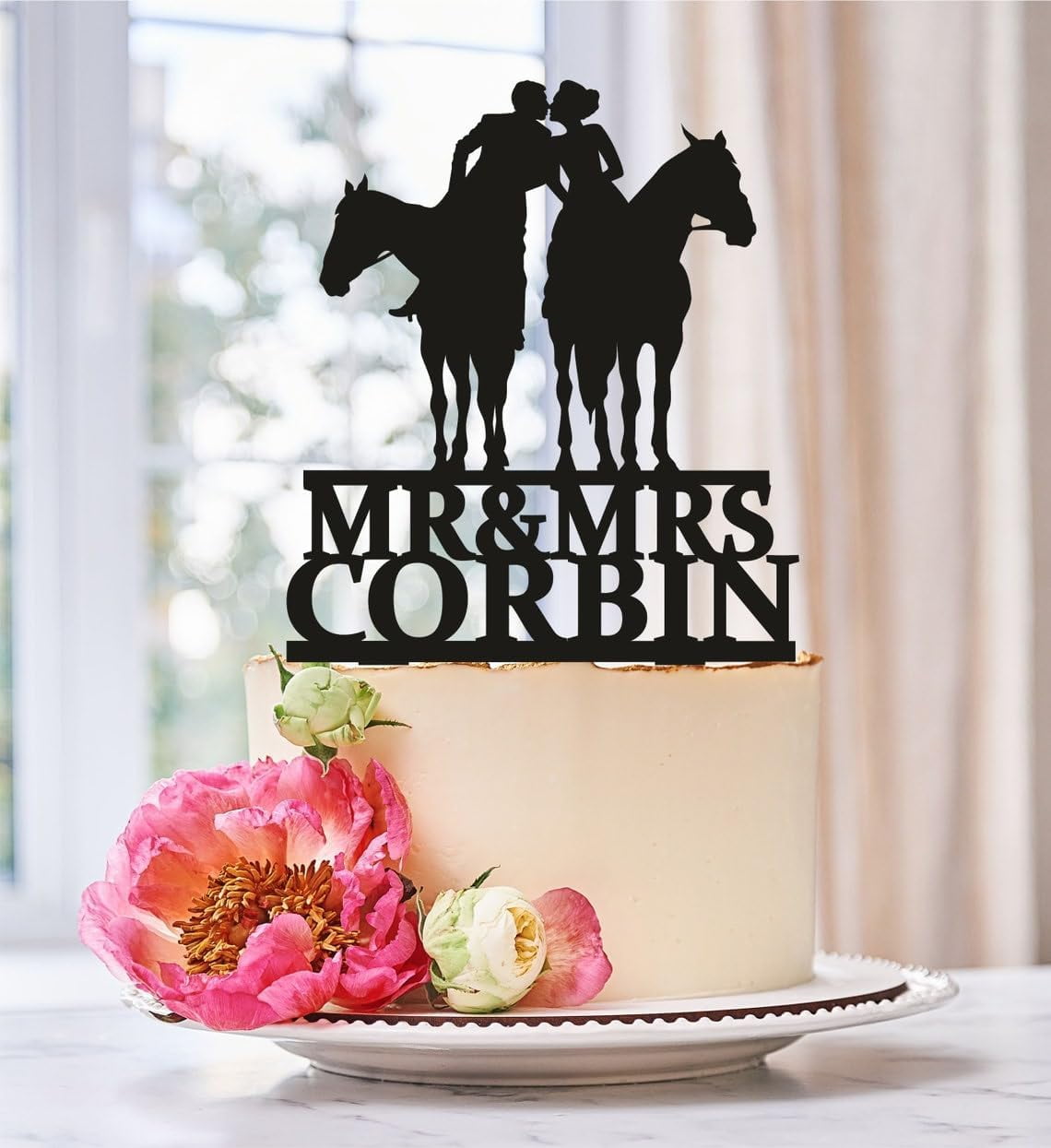 Personalized Acrylic Cake Toppers，Horse cake topper,Bride and Groom ...